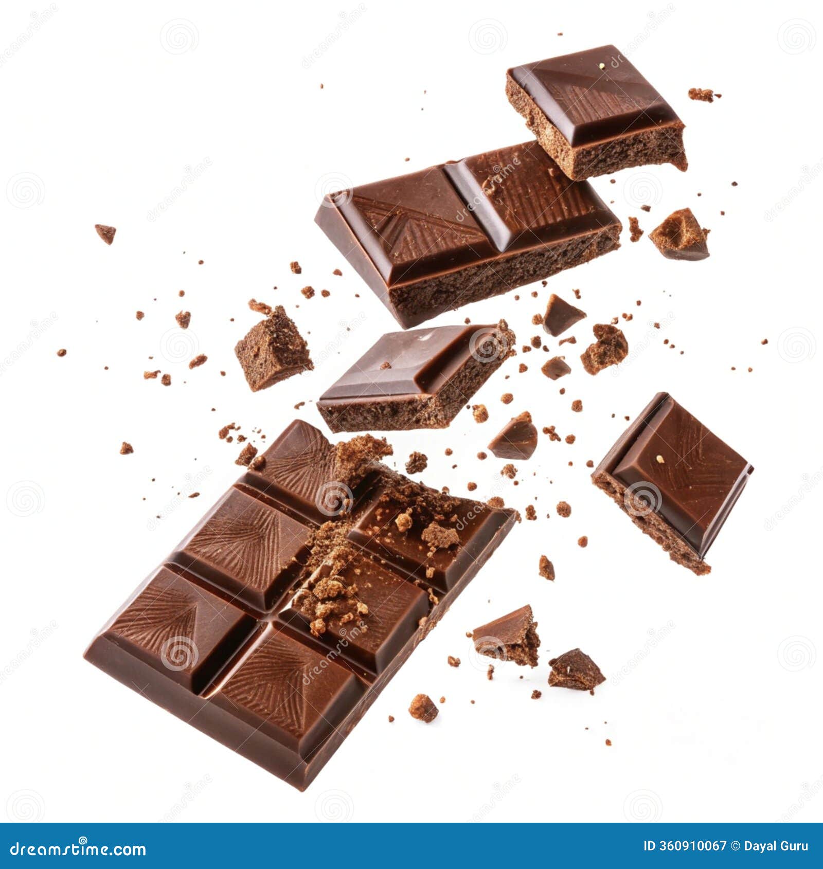 Chocolate Bar Pieces Exploding in Mid-air Isolated on Transparent ...