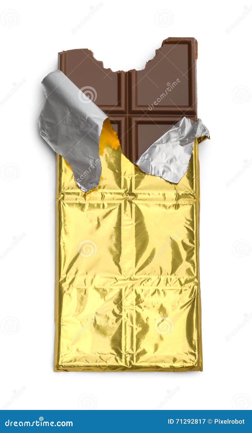 Chocolate Bar Ripped Wrapper Stock Image - Image of close, bite: 71292817