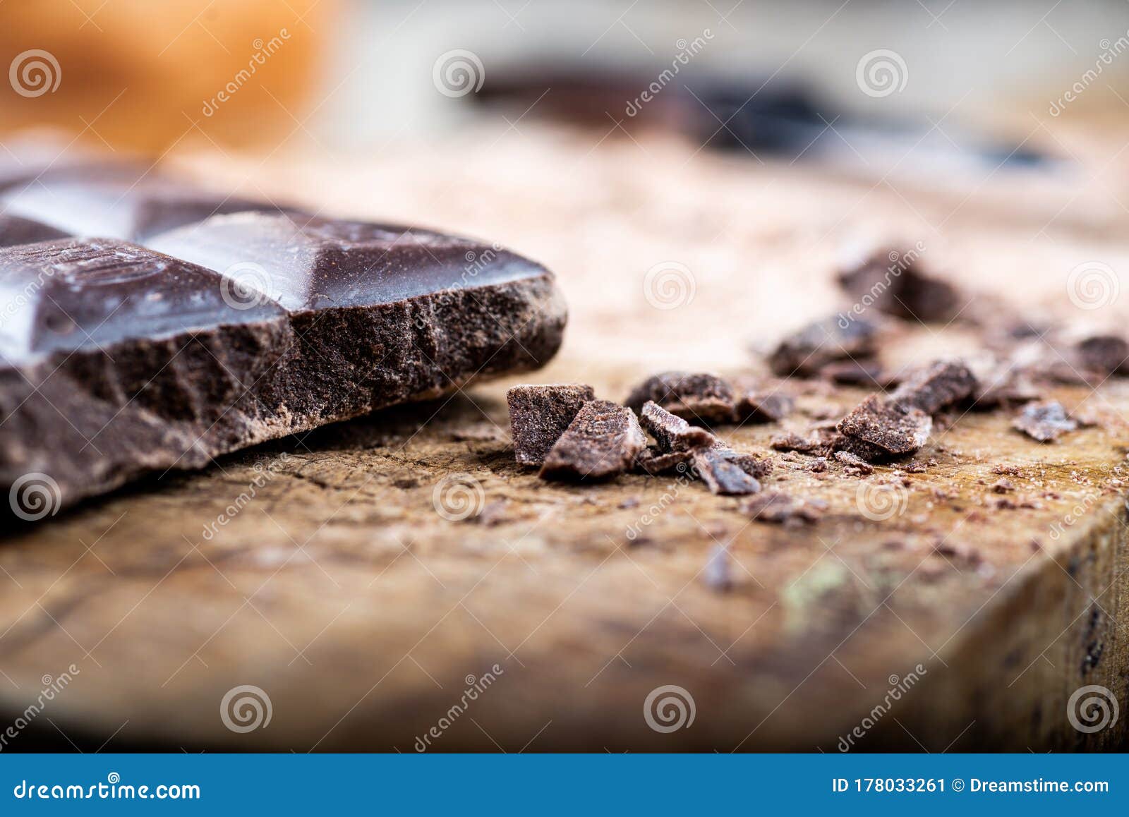 Chocolate Bar on Rustic Table Stock Image - Image of vegan, protein ...
