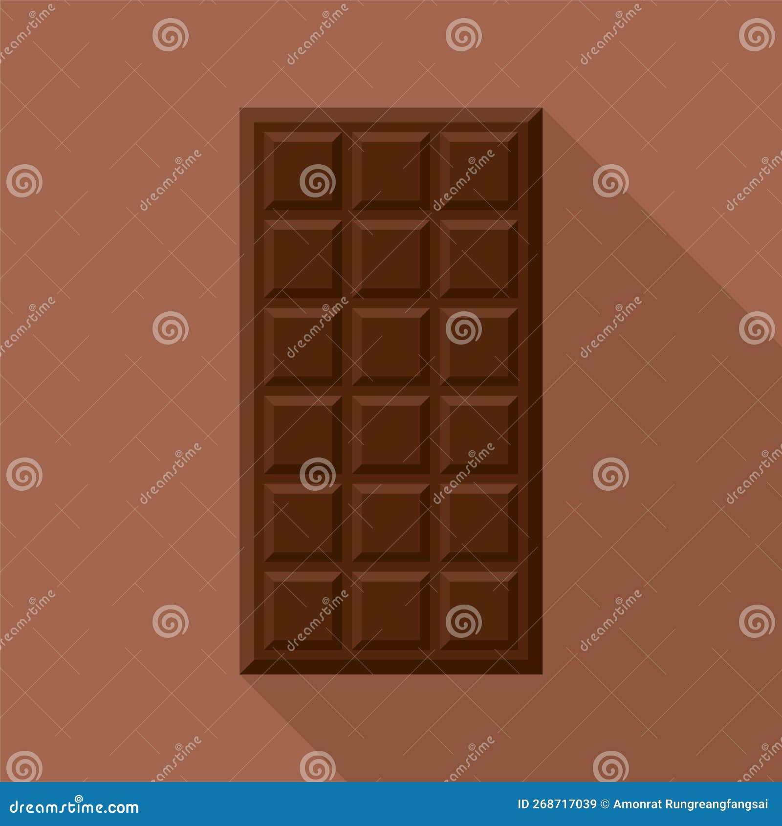 Chocolate Bar with Shadow on Brown Background Stock Vector ...