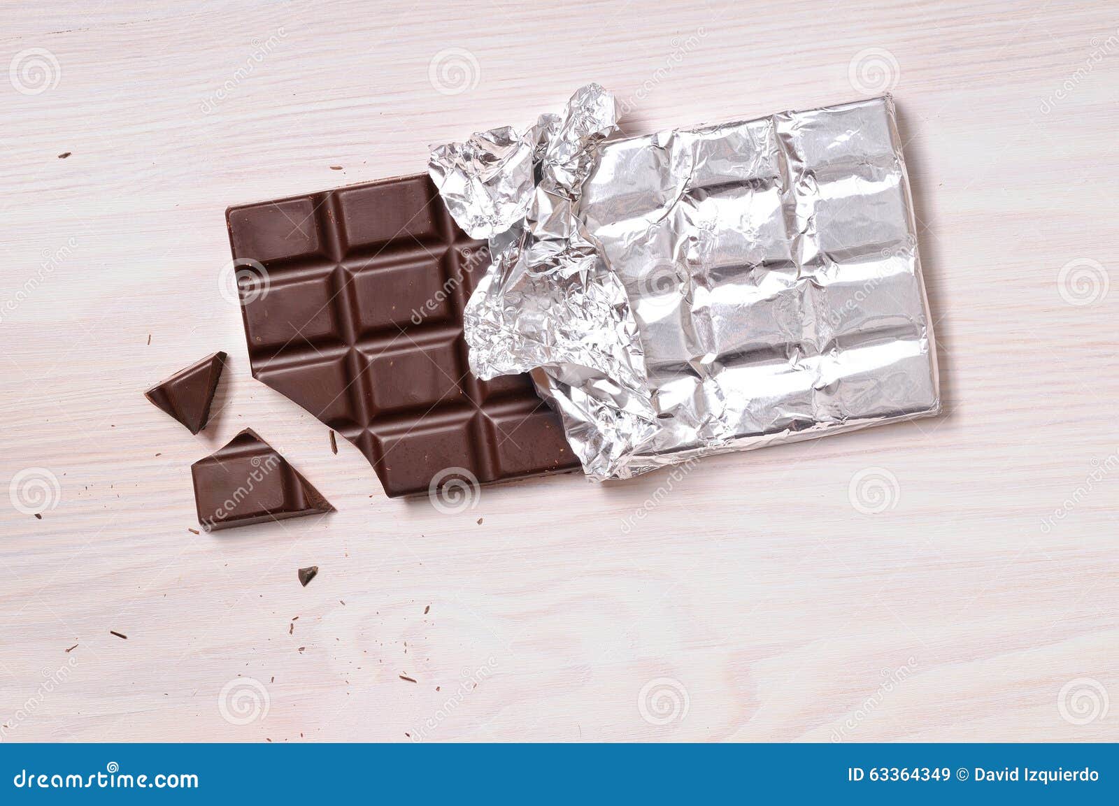 Chocolate Bar with Silver Wrapping Top View Stock Image - Image of ...