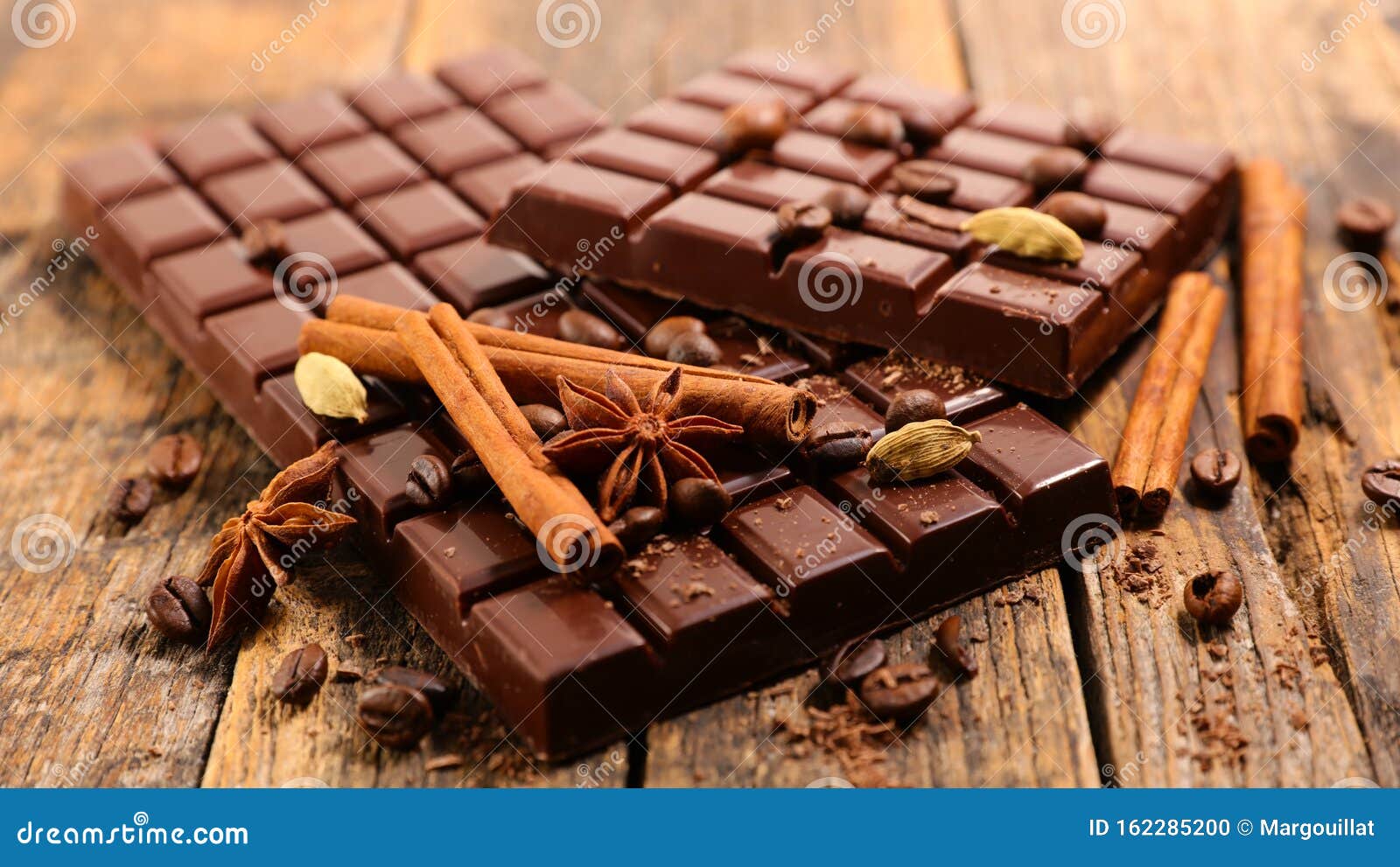 Chocolate bar with spices stock photo. Image of anise - 162285200