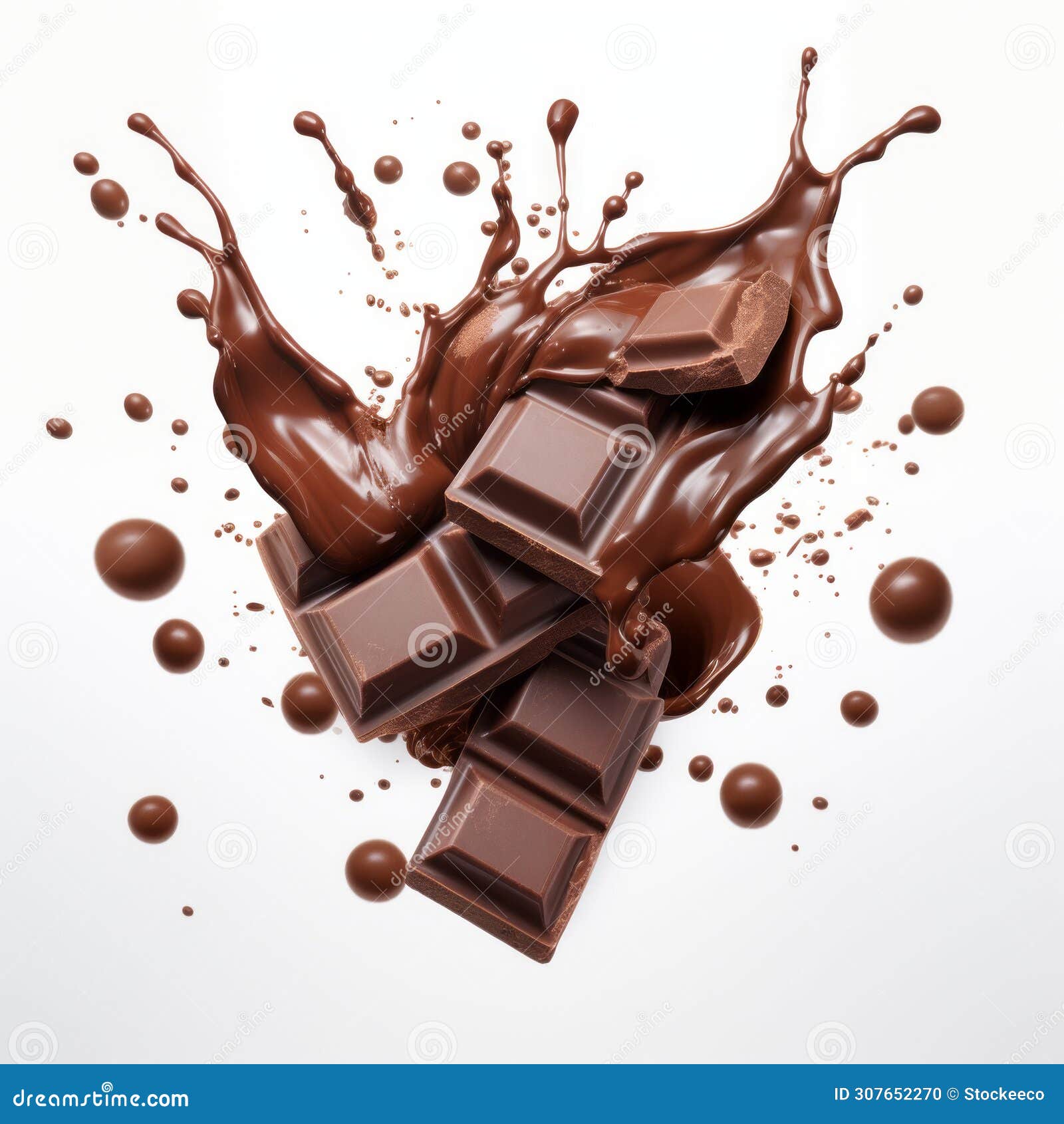 Realistic Chocolate Bar Splash on White Background Stock Illustration ...