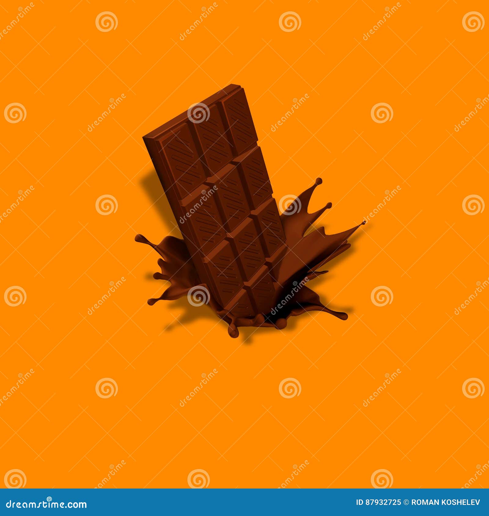 Chocolate bar in splash stock illustration. Illustration of brown ...