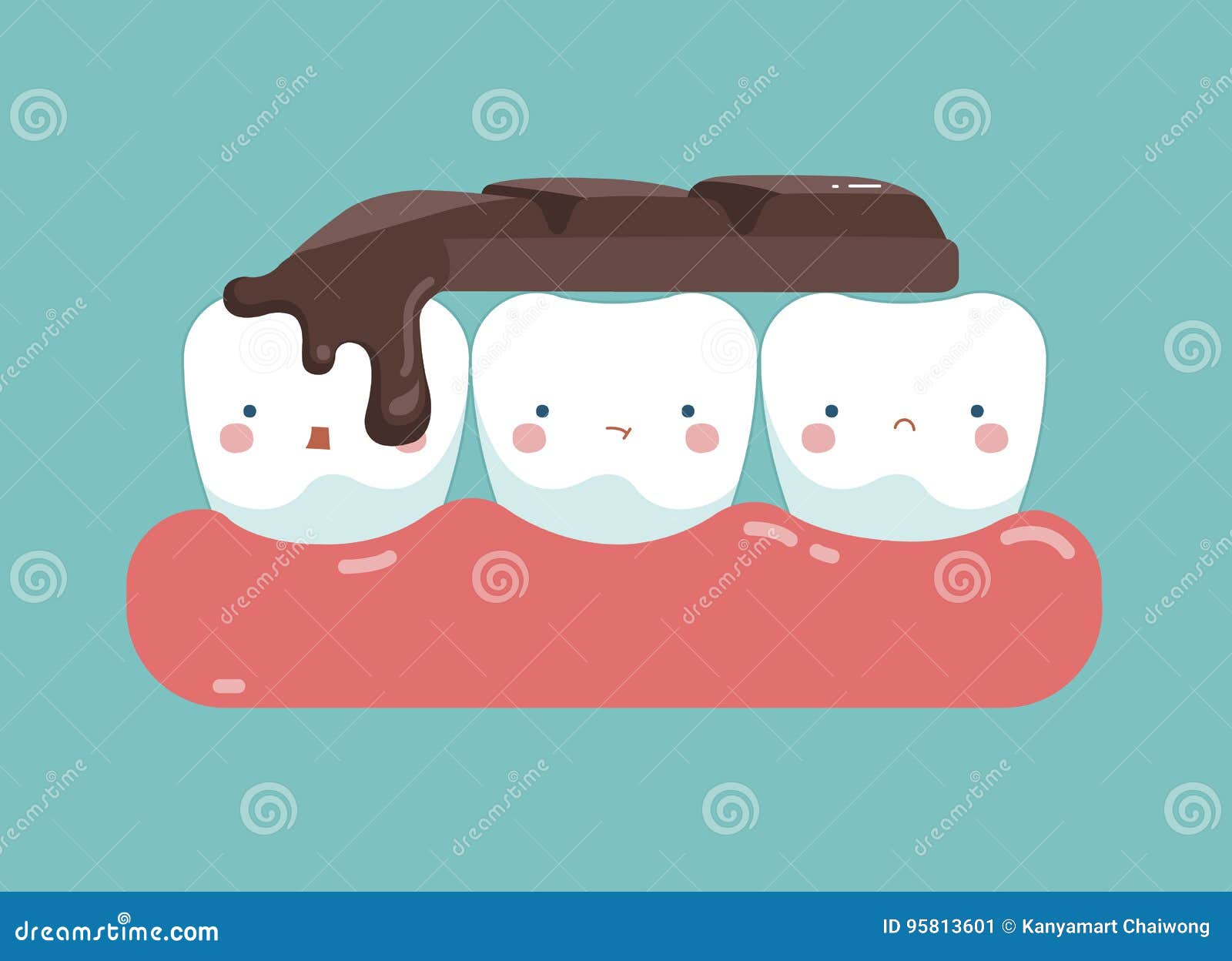 Chocolate Bar on Top of Teeth , Tooth and Teeth of Dental Concept Stock ...