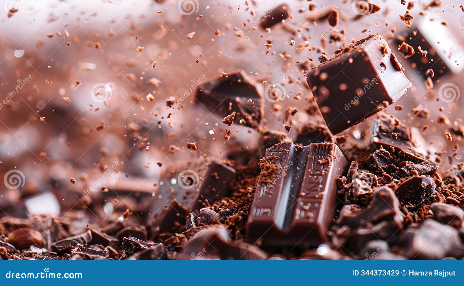 Chocolate Bar Wafer Falling with Choc Flake in the Air, Isolated on a ...