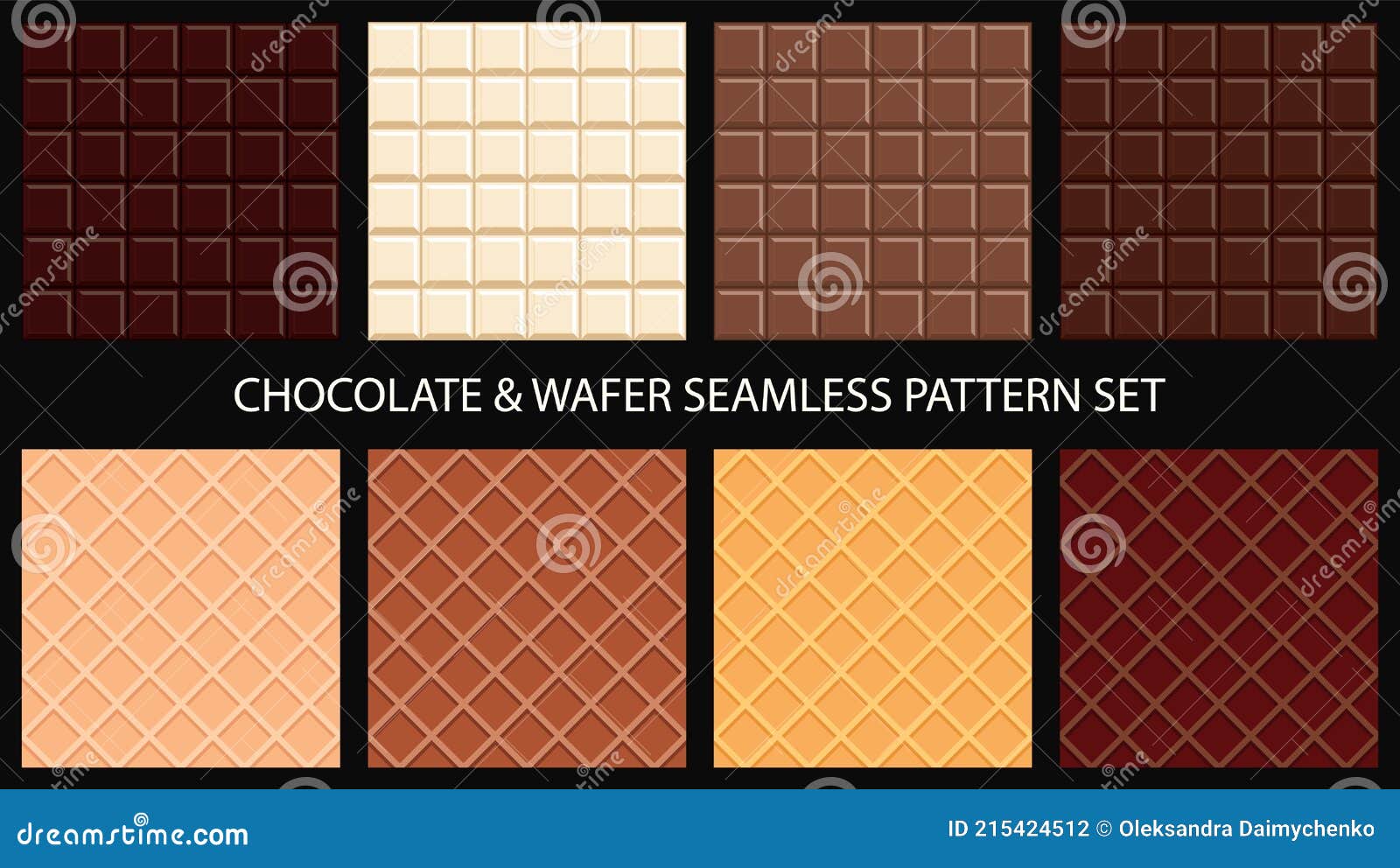 Chocolate Bar and Wafer Seamless Pattern Set. Vector Stock Vector ...