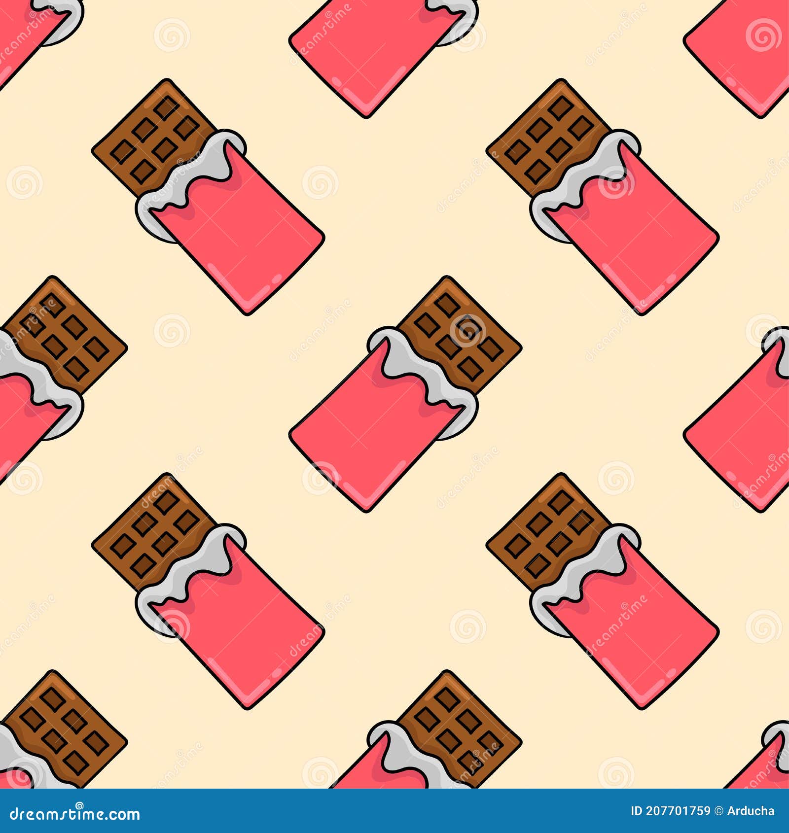 Chocolate Bars Doodle Seamless Pattern. Repeat Pattern Background ...