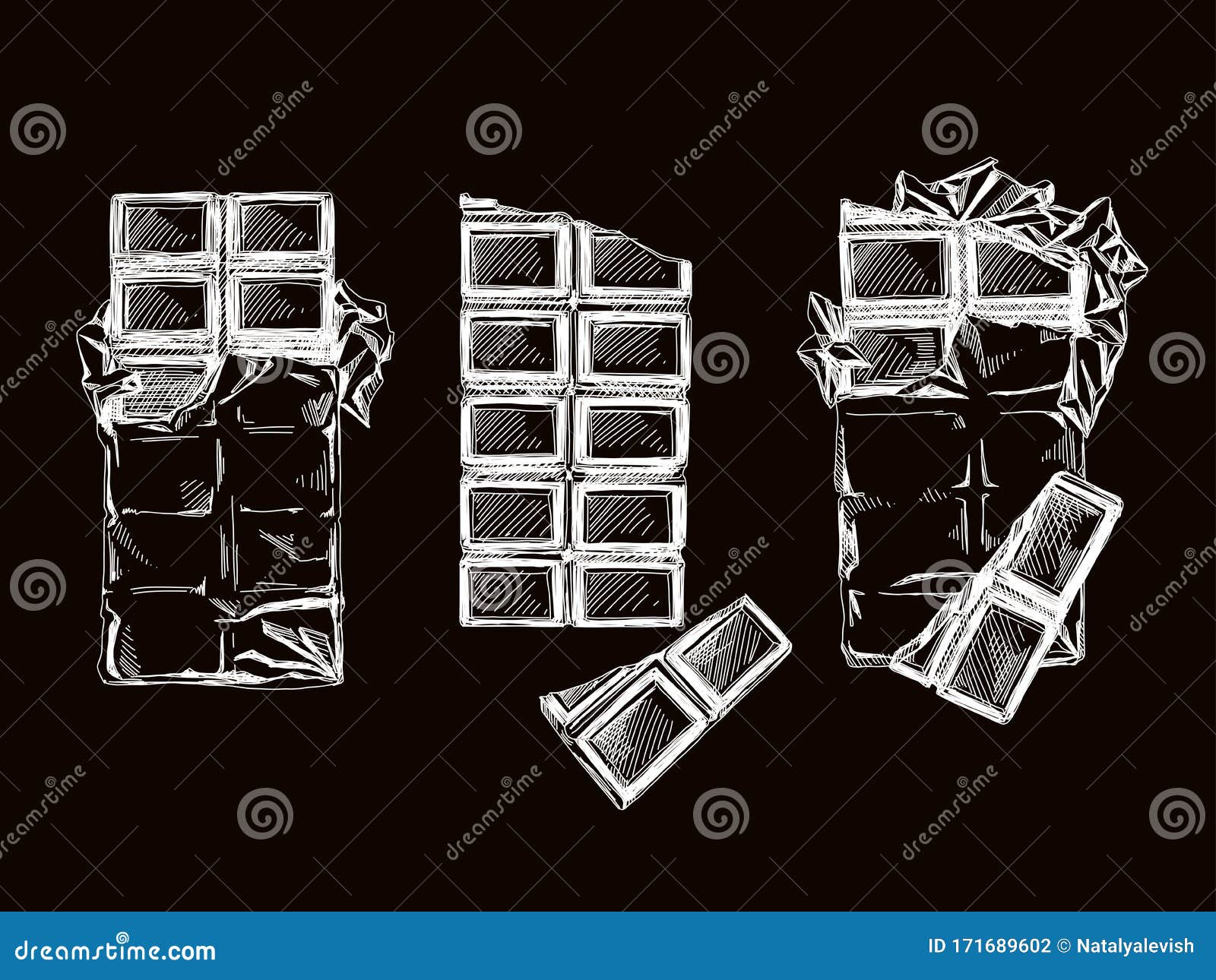 Chocolate Bars Hand Drawn Vector Illustrations Set Stock Vector ...