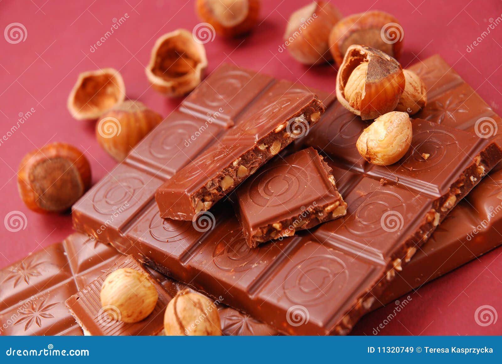 Chocolate Bars with Hazelnuts Stock Image - Image of dark, energy: 11320749