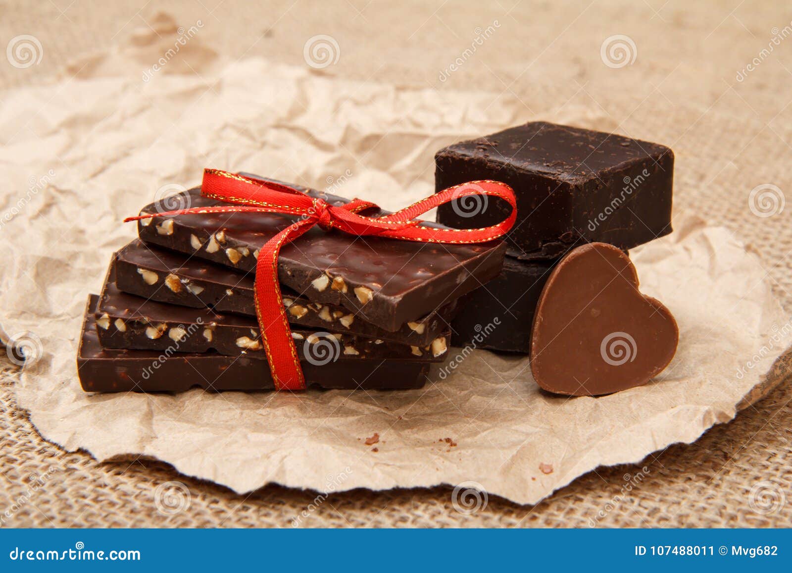 Chocolate Bars with Nuts and Chocolate Candies Rectangular Shape Stock ...