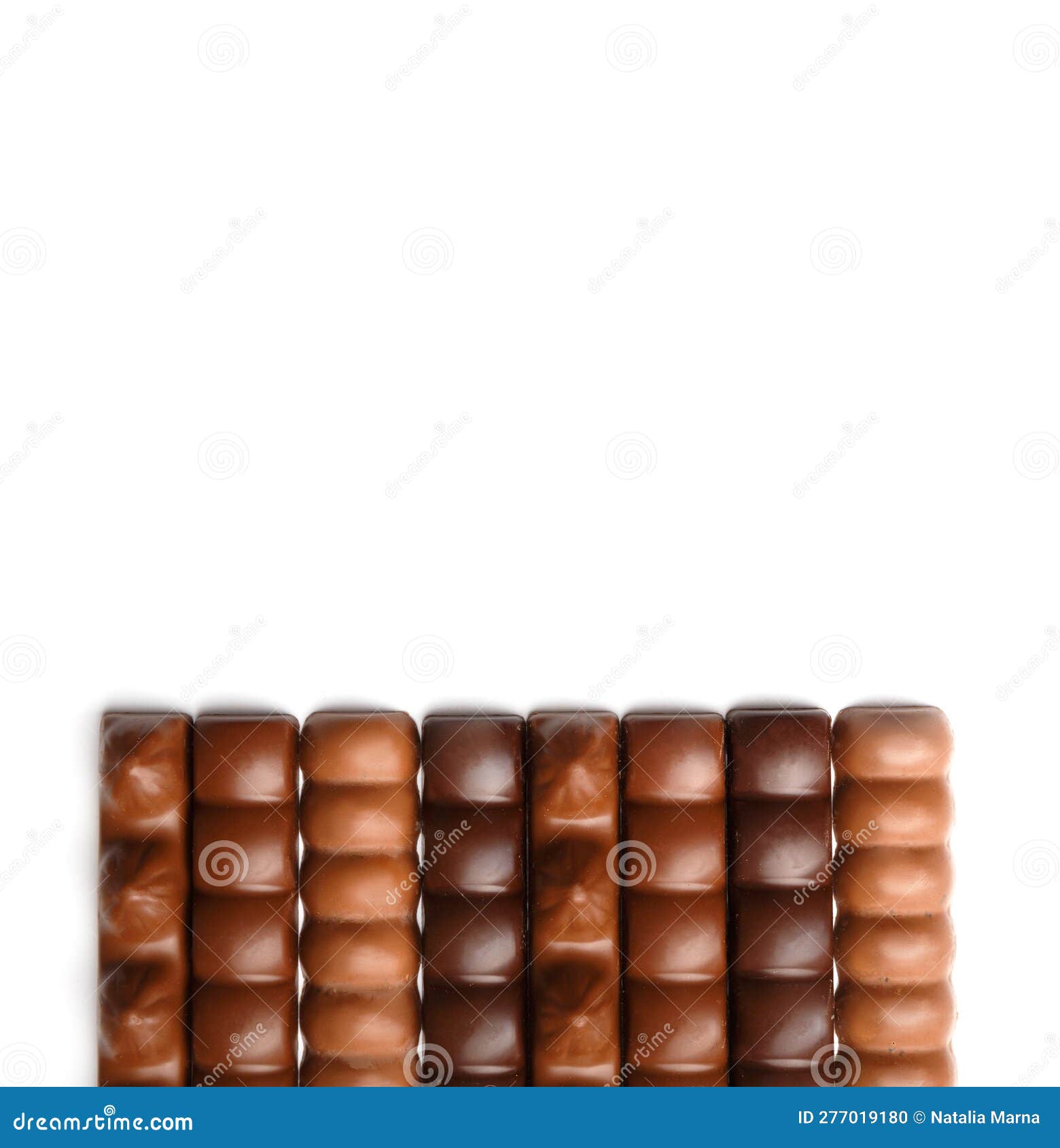 Chocolate Bars Sticks on White Background, Top View, Copy Space Stock ...