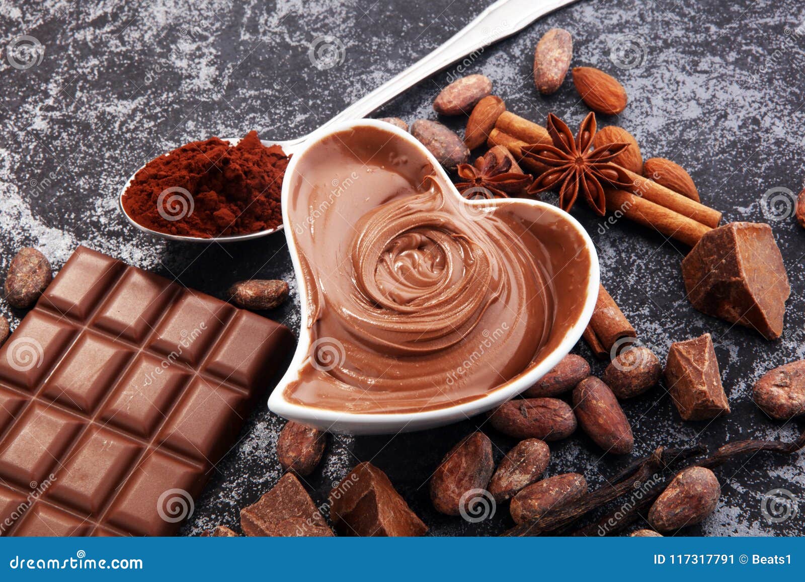 Chocolate Bars on Table with Chocolate Powder. Stock Image - Image of ...