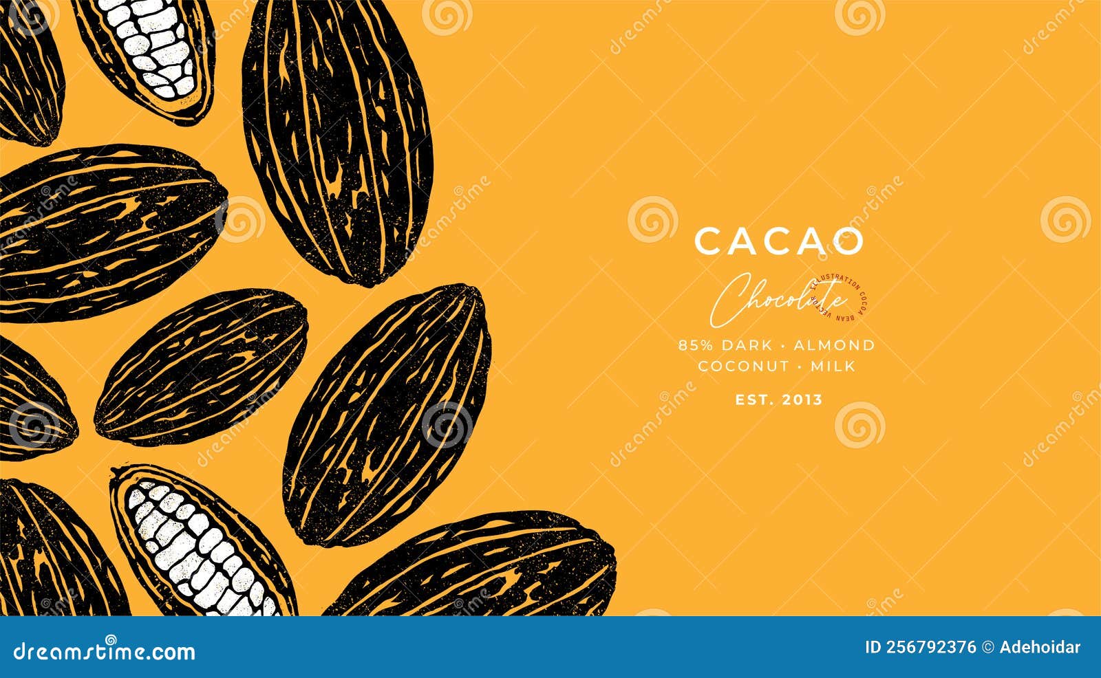 Chocolate Bean Horizontal Design Template. Abstract Cacao Bean ...