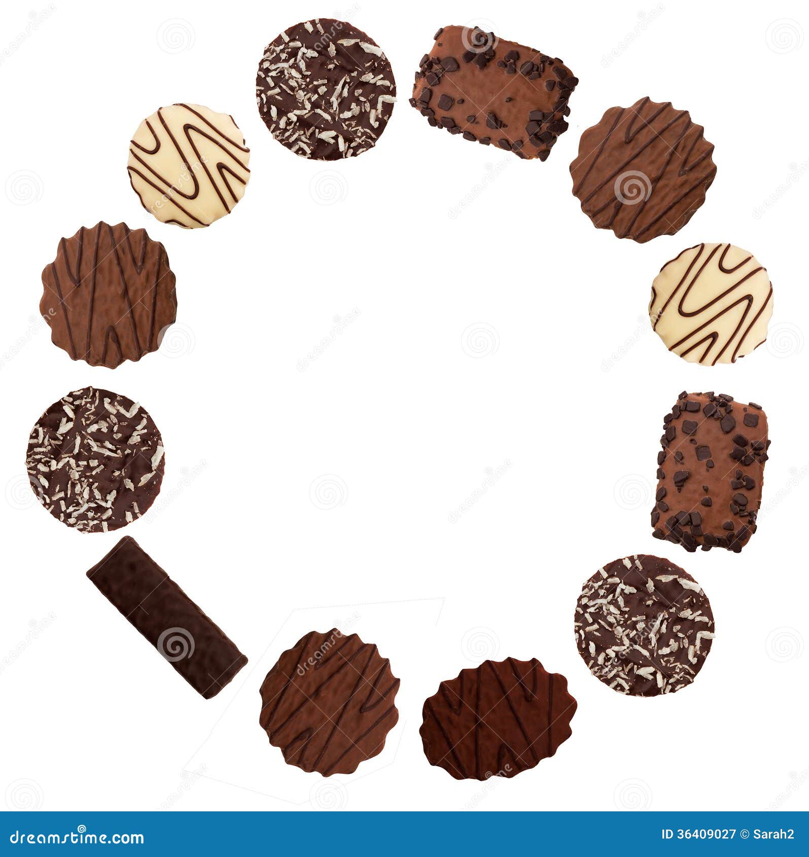 Chocolate Biscuits Circle for Frame Etc, White Background Stock Image ...