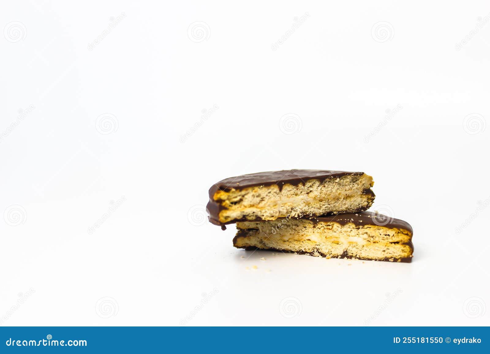 Chocolate Biscuits Isolated on White. Left Copy Space Stock Photo ...