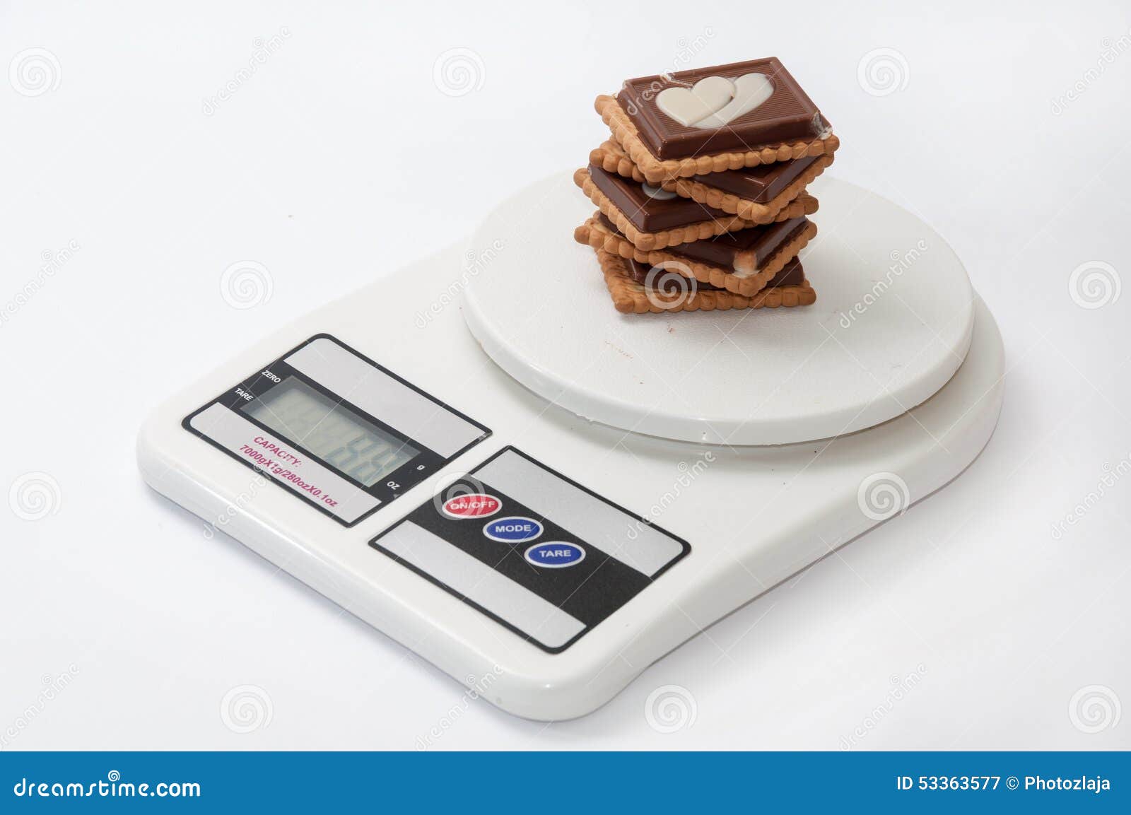 Chocolate Biscuits on a Kitchen Digital Scale Stock Image - Image of ...