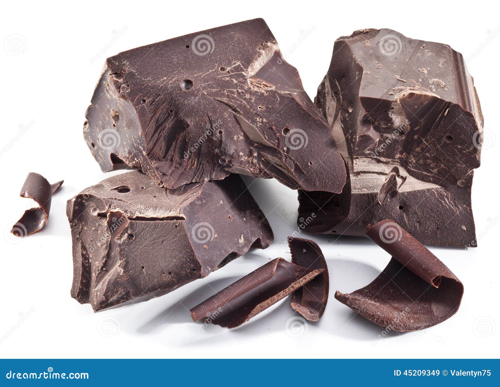 Chocolate Blocks Isolated on a White. Stock Image - Image of temptation ...