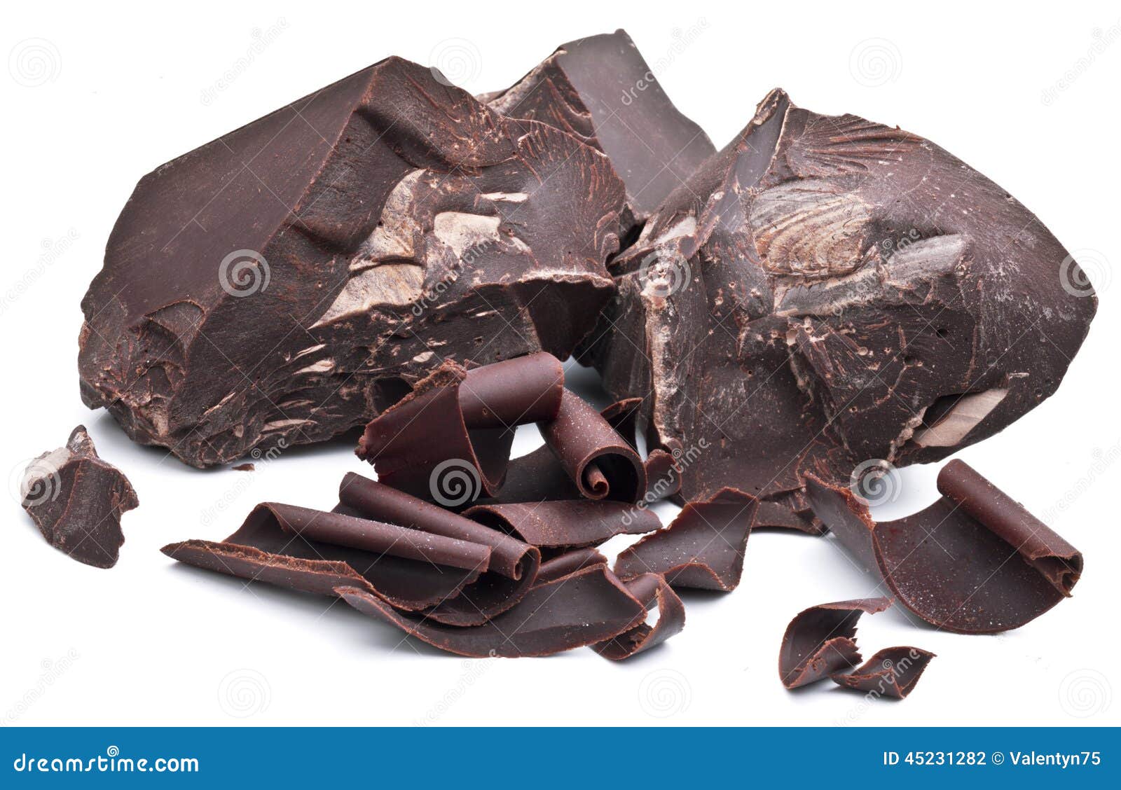 Chocolate Blocks Isolated on a White. Stock Photo - Image of broken ...