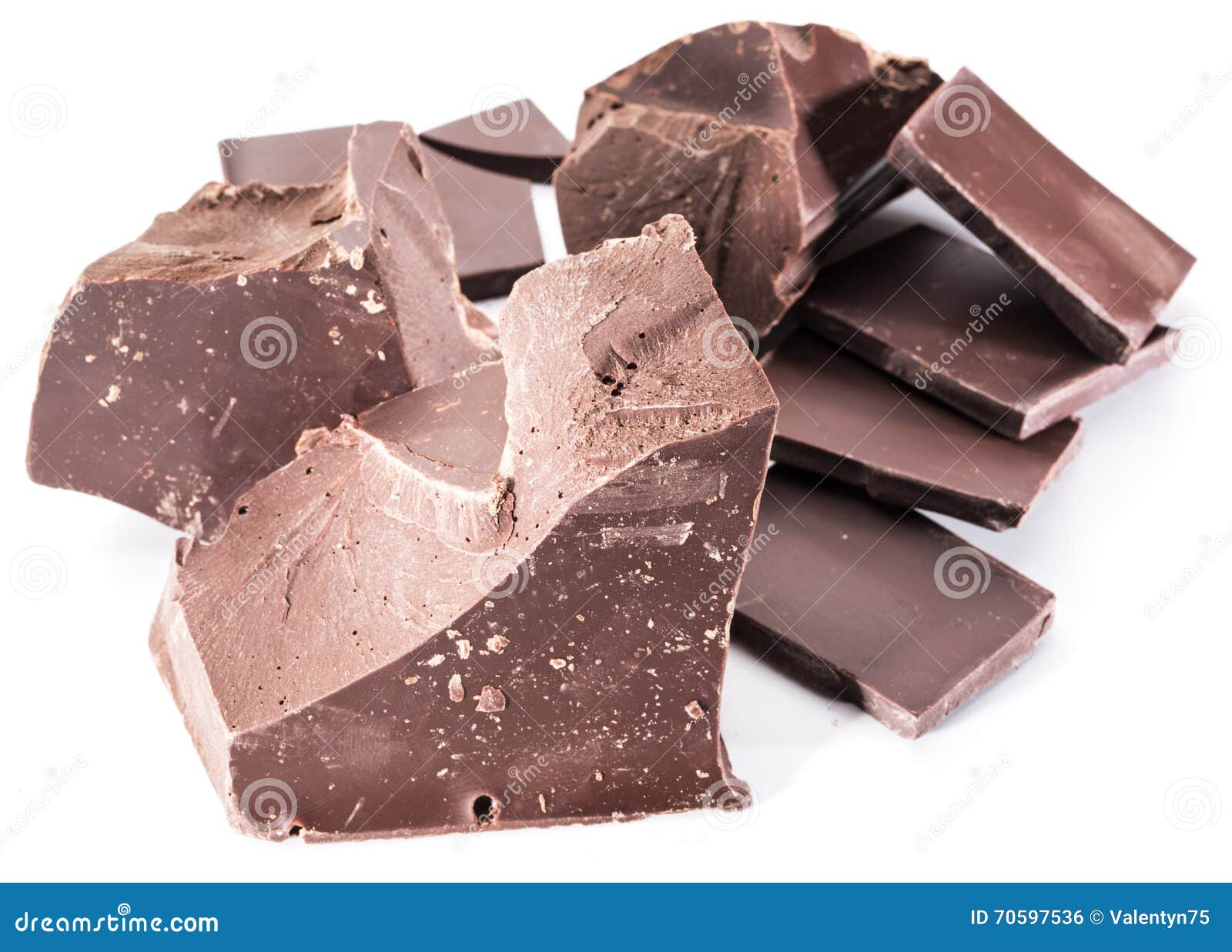 Chocolate Blocks and Pieces of Chocolate Bar Isolated Stock Photo ...