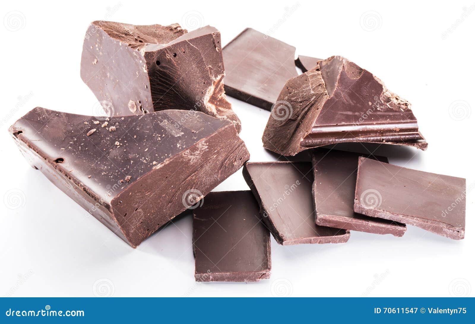 Chocolate Blocks and Pieces of Chocolate Bar Isolated. Stock Image ...