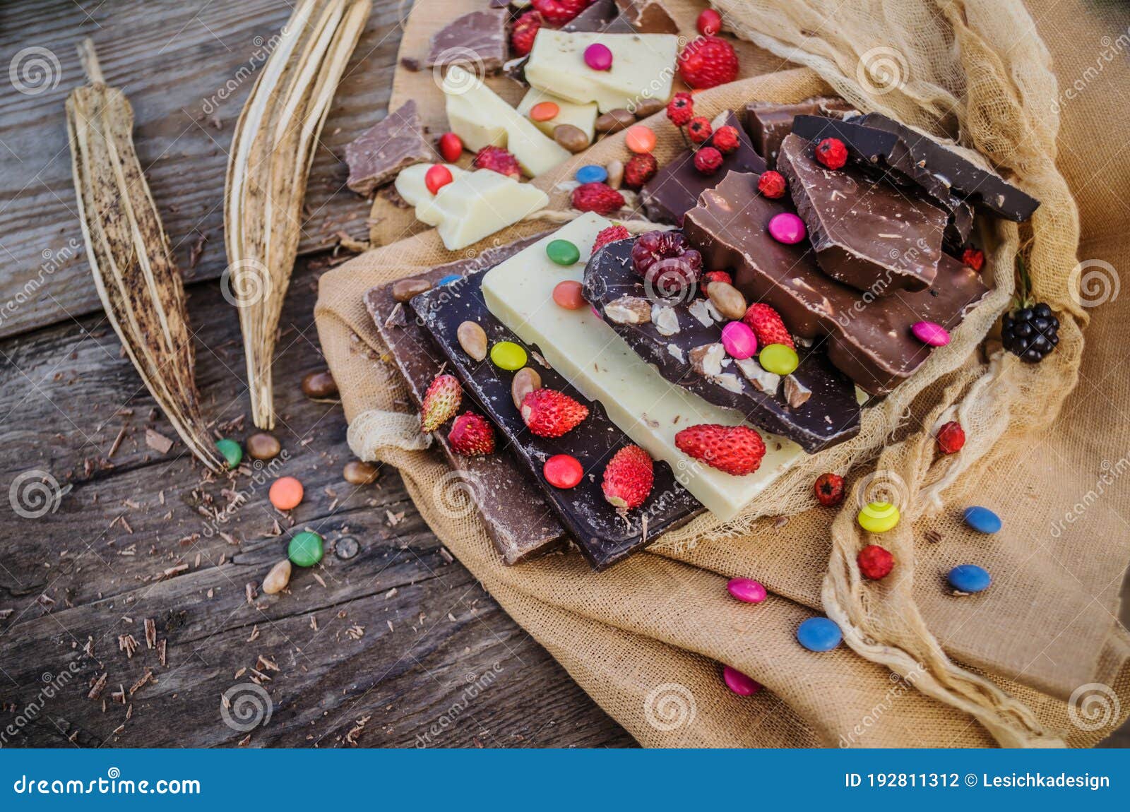 Chocolate Mix with Colorful Candy and Fruit Stock Photo - Image of ...