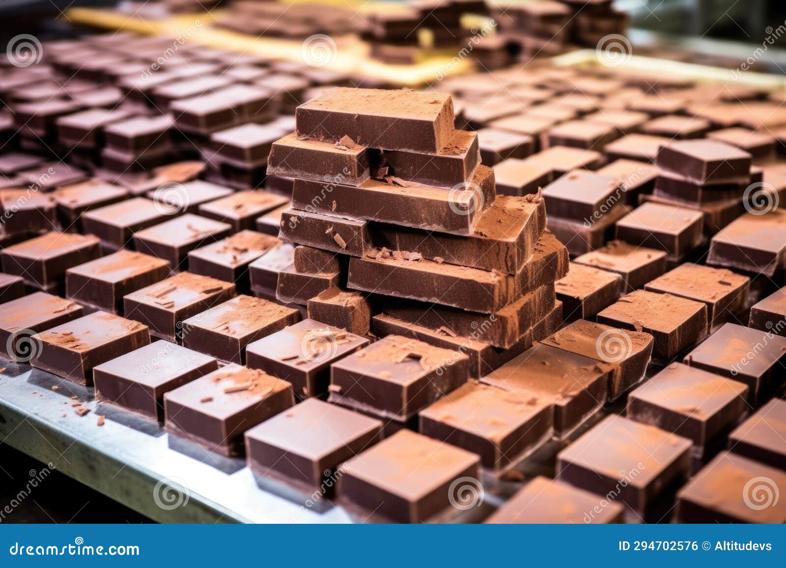 Chocolate Blocks Stacked for Melting at a Confectionery Plant Stock ...