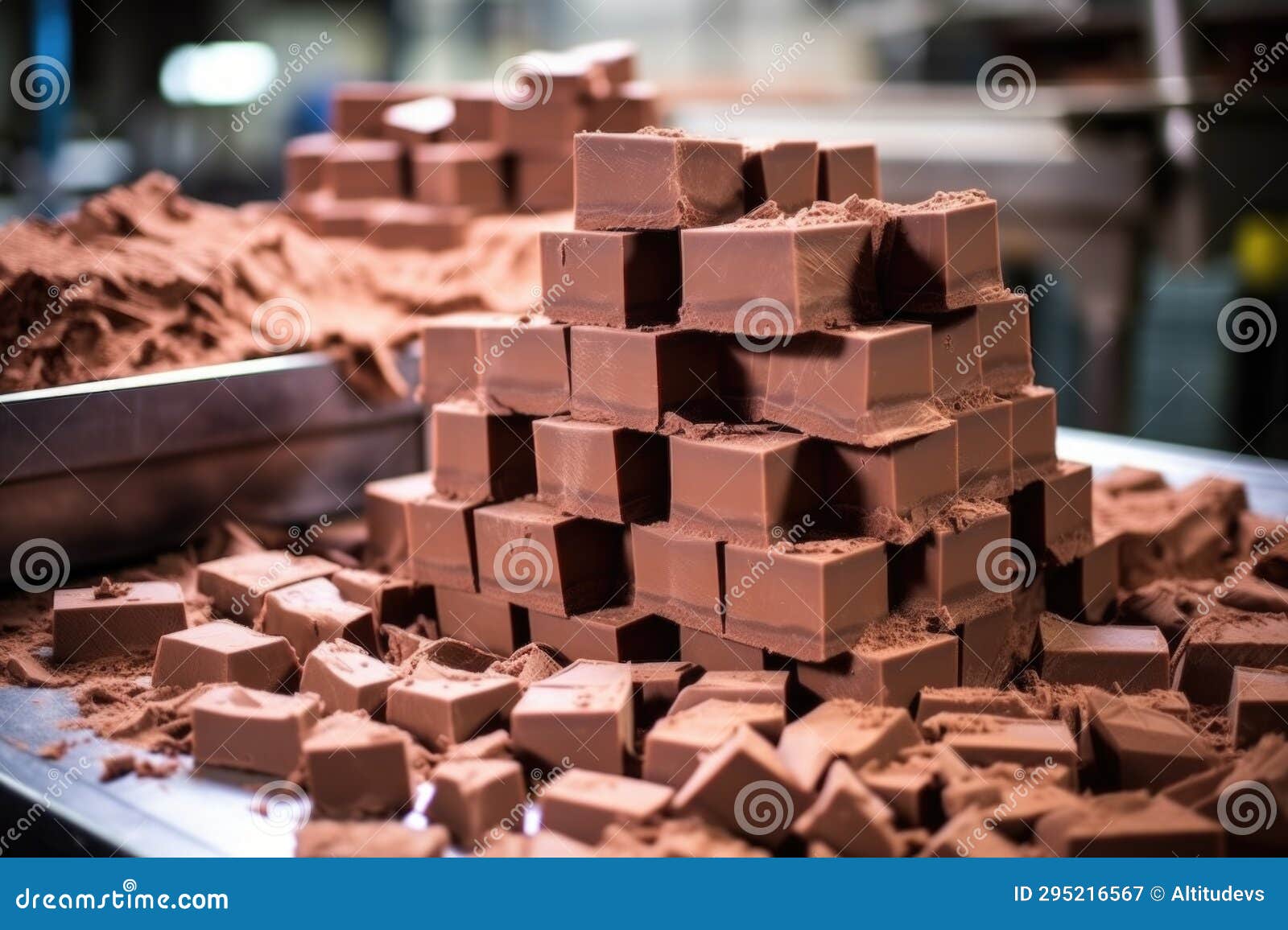 Chocolate Blocks Stacked for Melting at a Confectionery Plant Stock ...