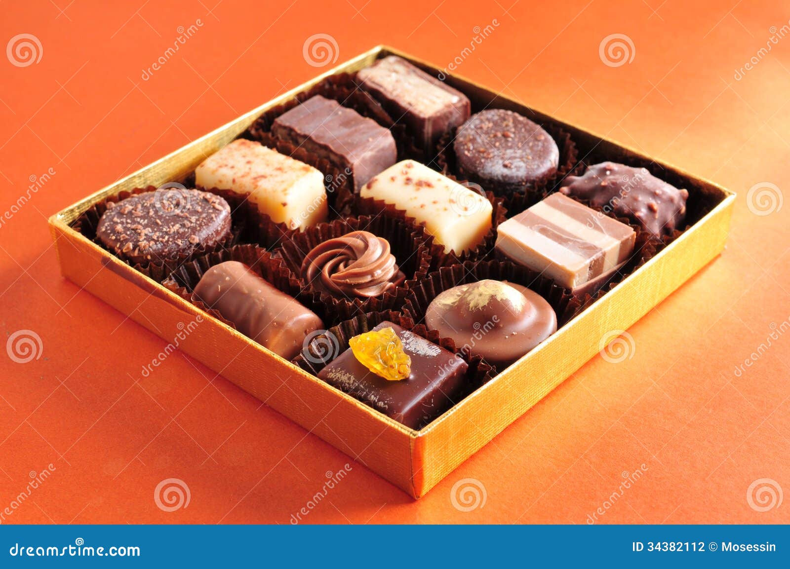 Chocolate in box stock photo. Image of sweet, assorted - 34382112
