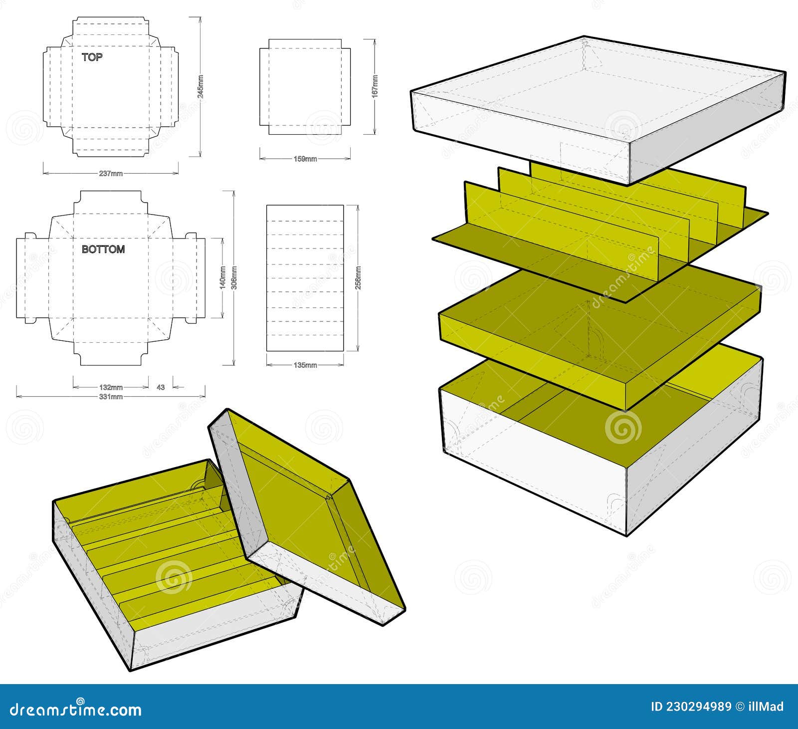 Chocolate Box Die Cut Pattern Stock Vector - Illustration of pattern ...
