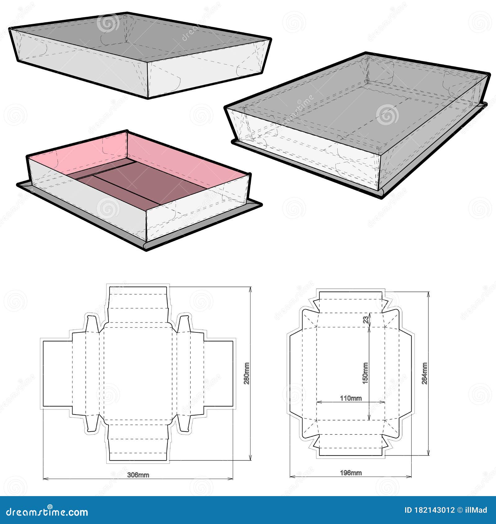 Chocolate Box and Die-cut Pattern Stock Vector - Illustration of layout ...