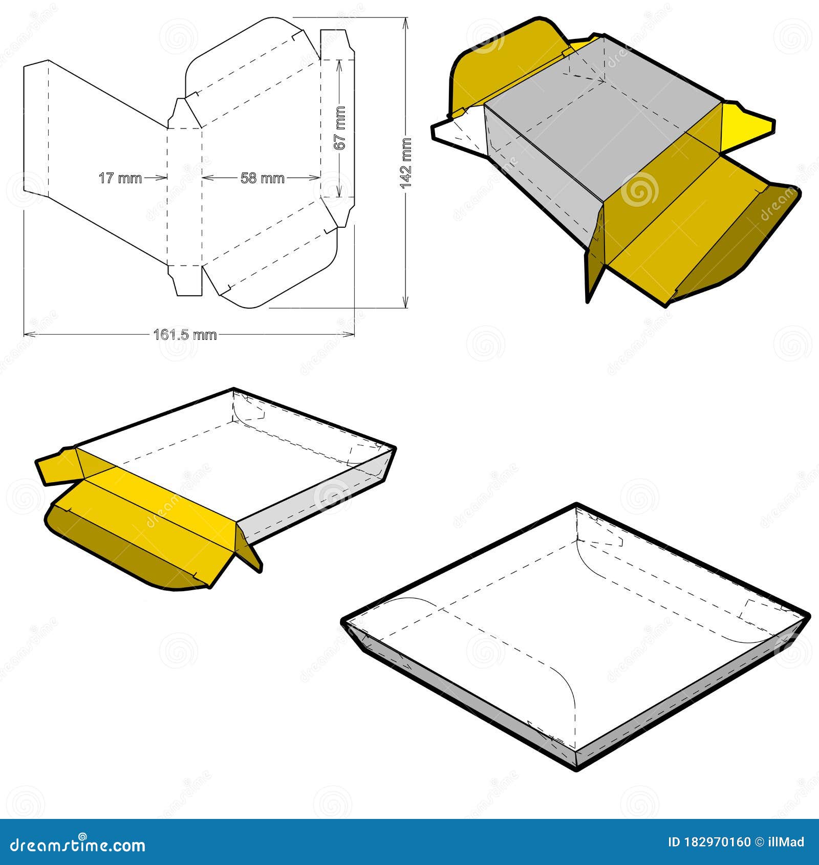 Chocolate Box and Die-cut Pattern. Stock Vector - Illustration of blank ...