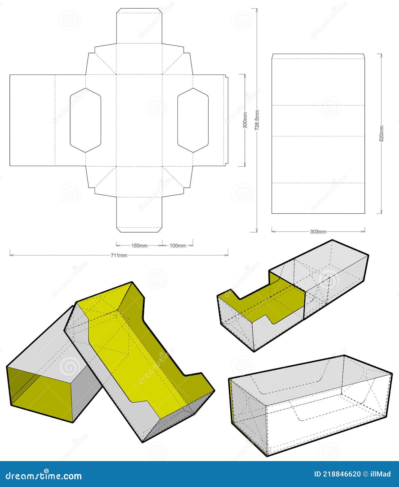 Chocolate Box and Die-cut Pattern Internal Measurement 30x15x10cm ...