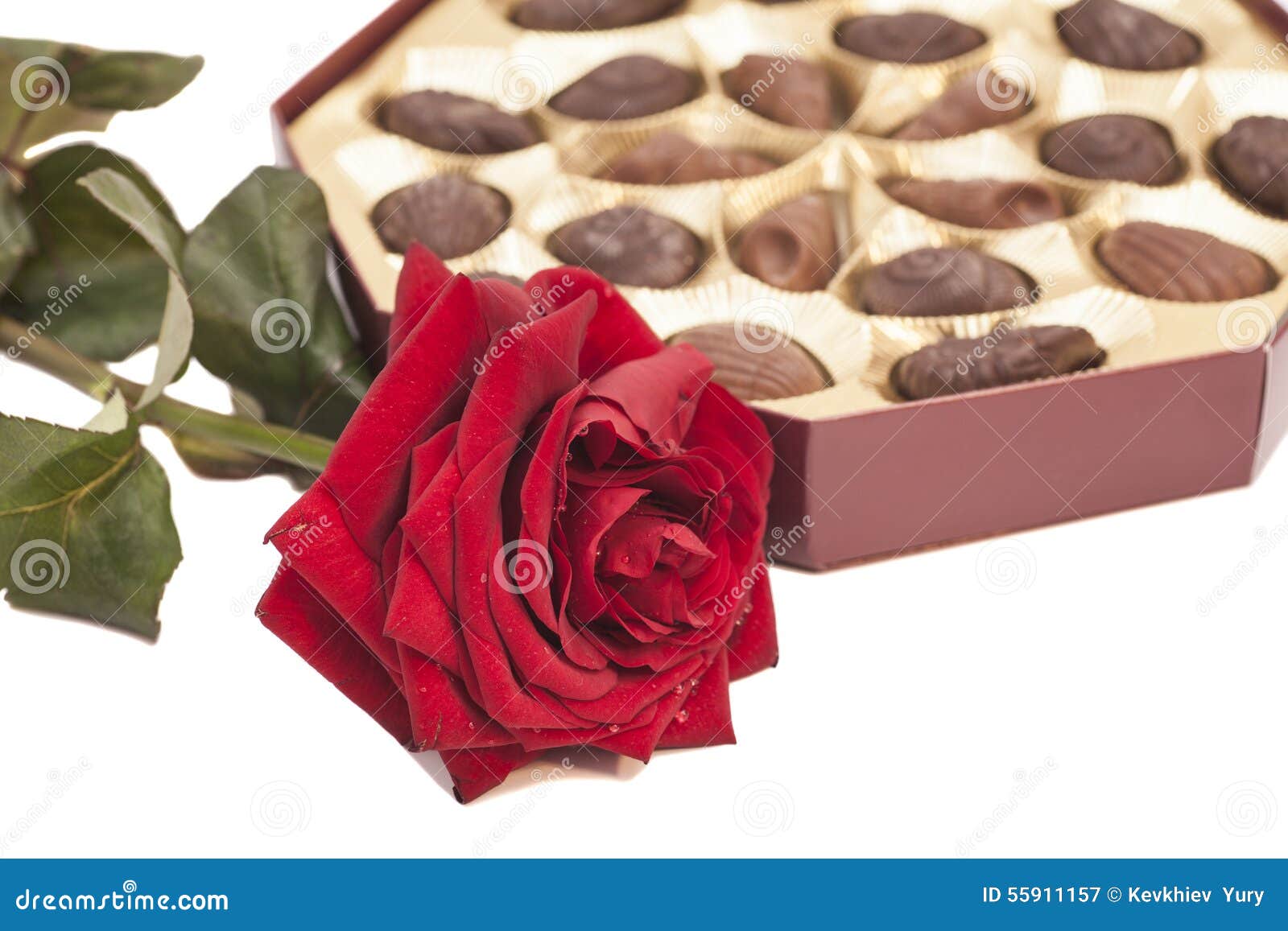 Chocolate box and red rose stock image. Image of single - 55911157