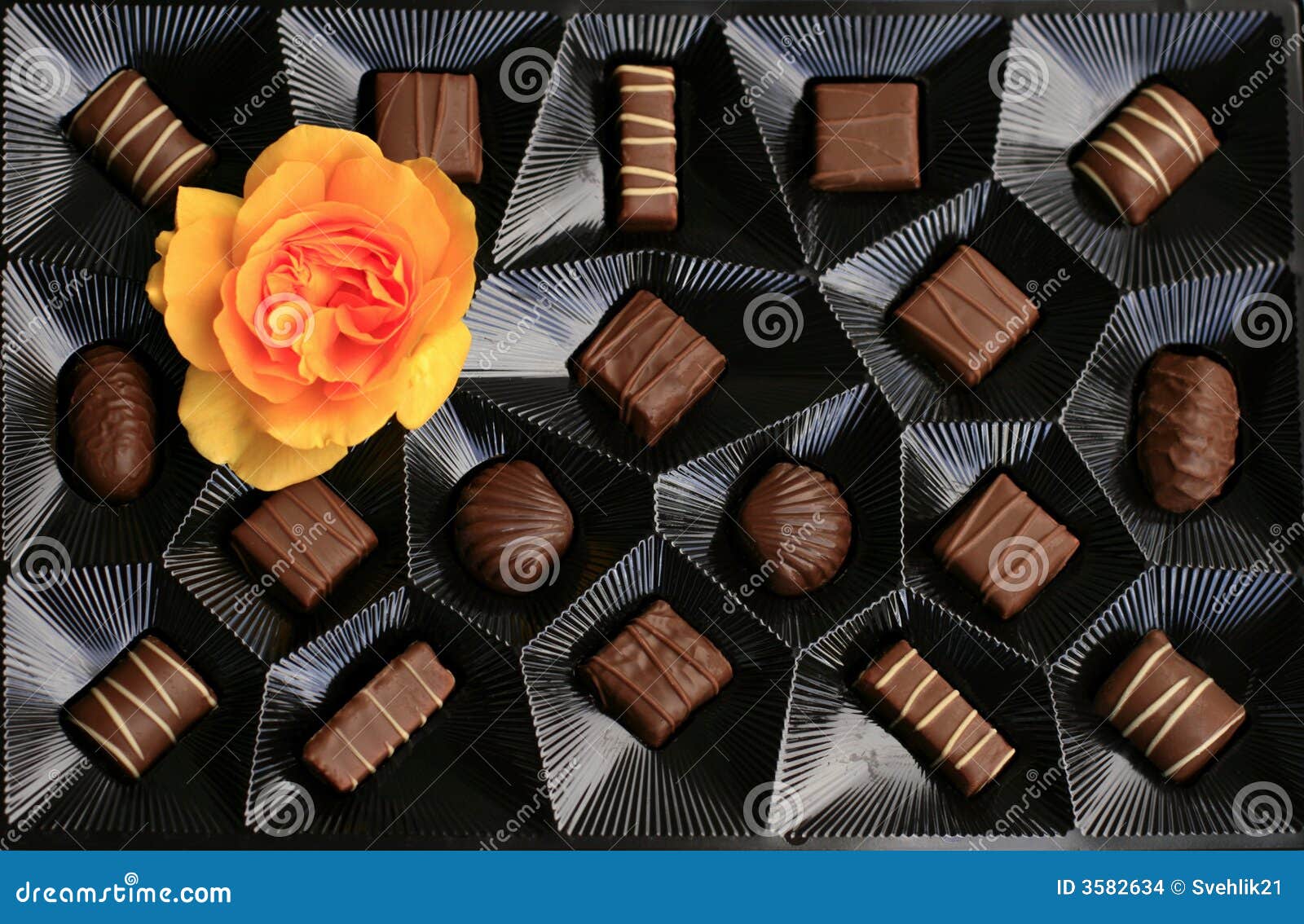 Chocolate box with a rose stock photo. Image of symbol - 3582634