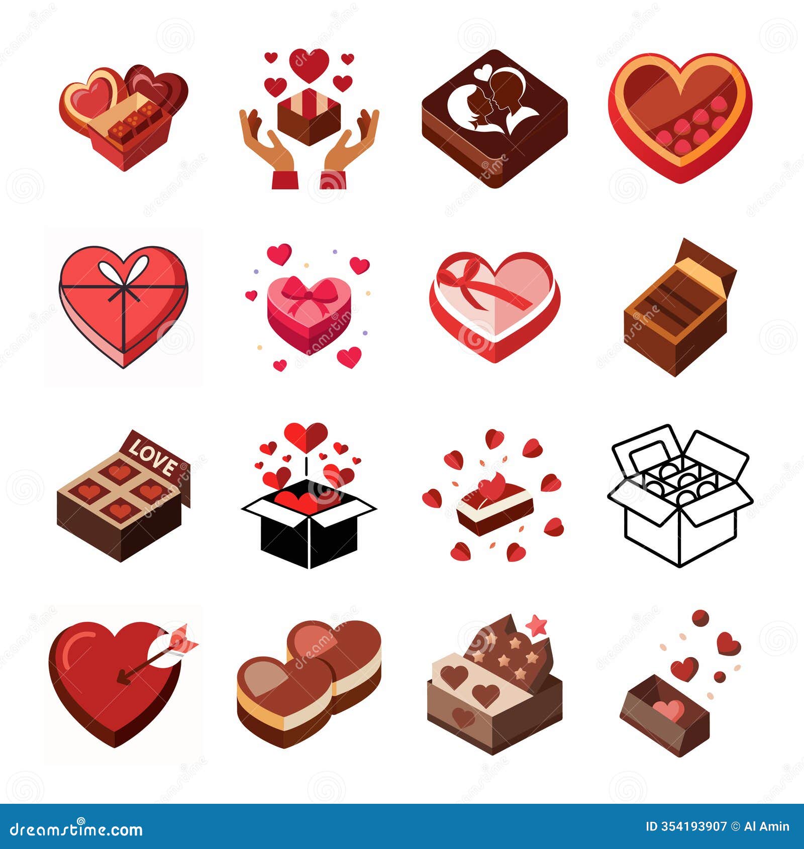 Chocolate Box Vector Illustration Set Stock Illustration - Illustration ...