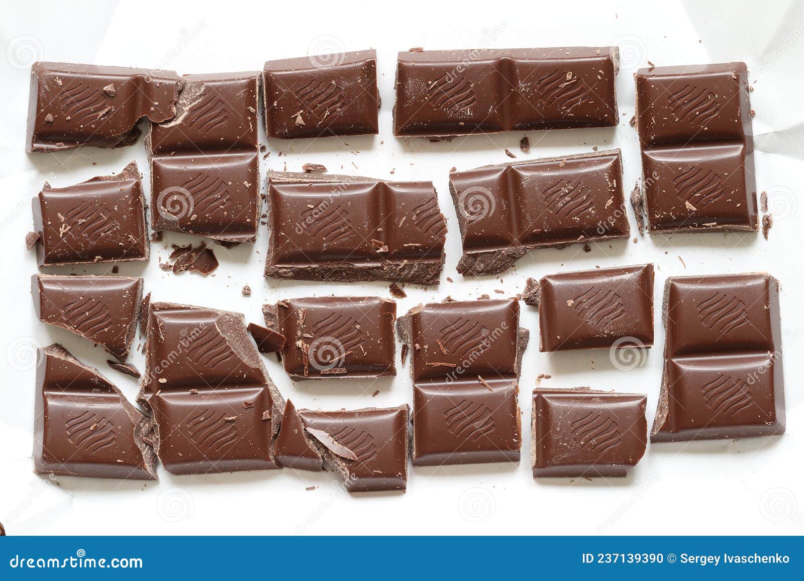 The Chocolate is Broken into Small Pieces. Stock Photo - Image of ...