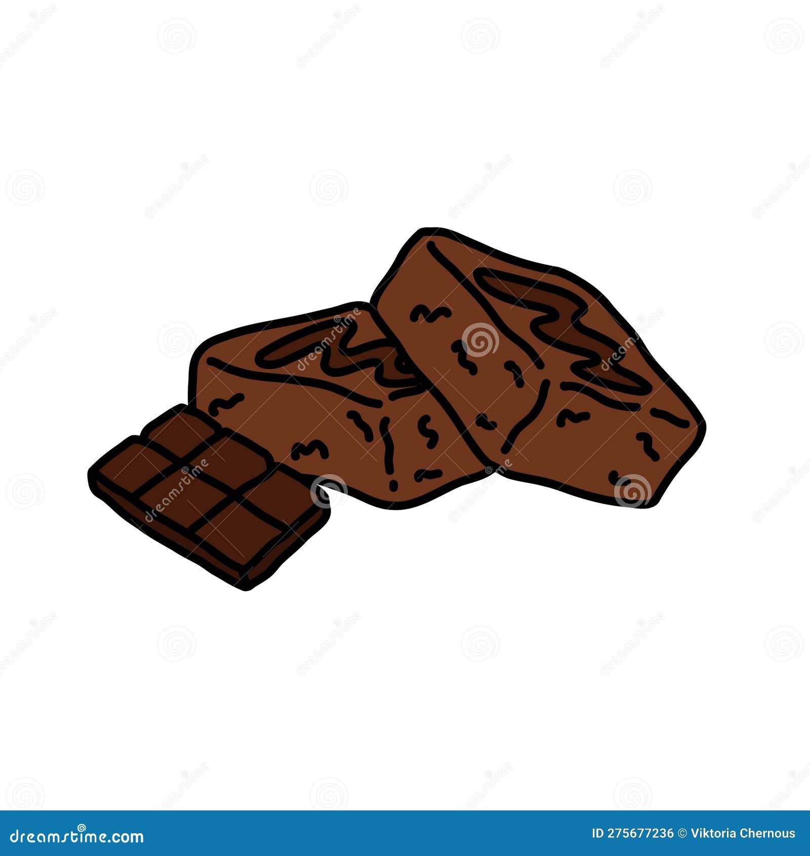 Chocolate Brownie Doodle Icon, Vector Color Line Illustration Stock ...
