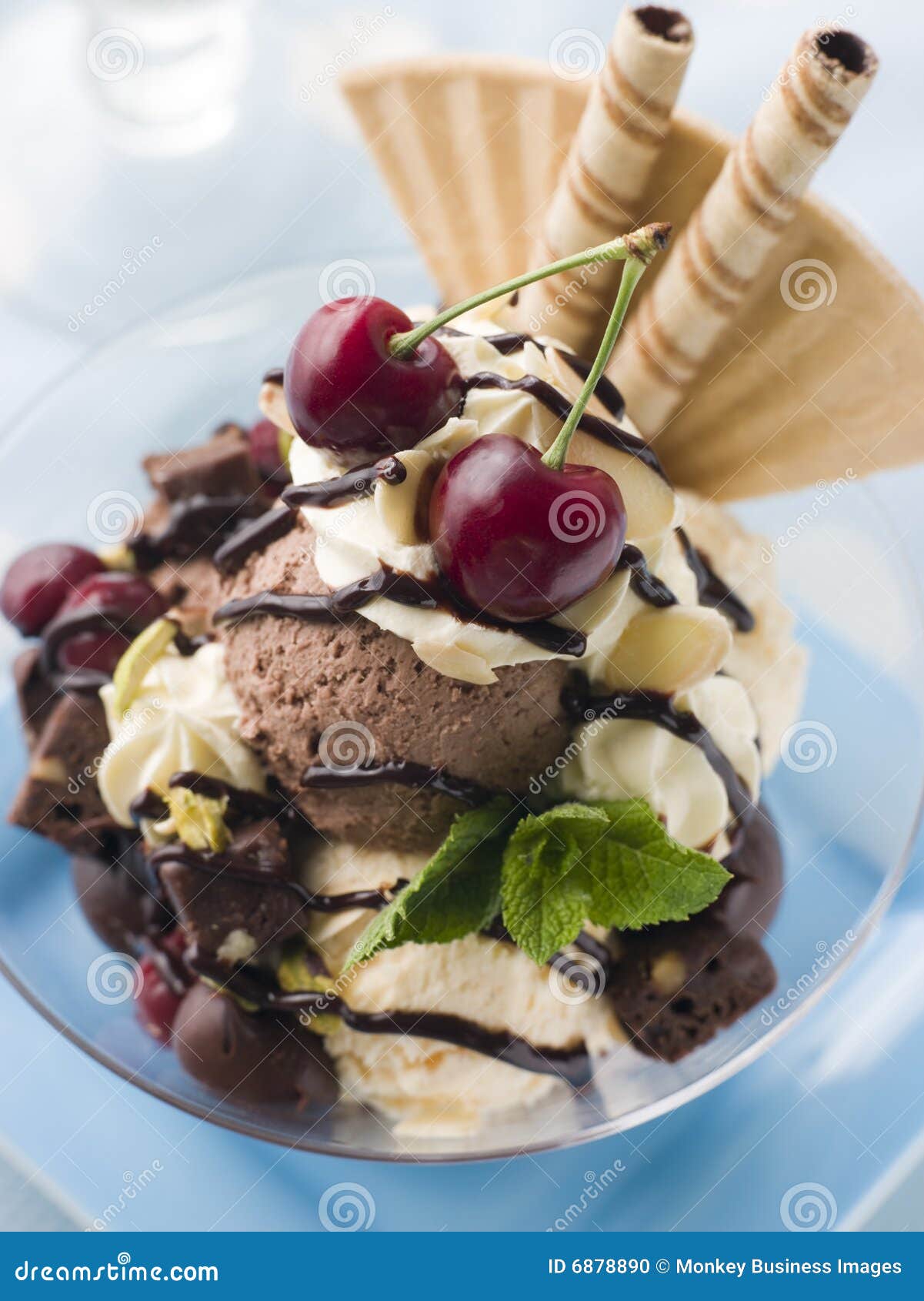 Chocolate Brownie Ice Cream Sundae Stock Photo - Image of sweet, object ...
