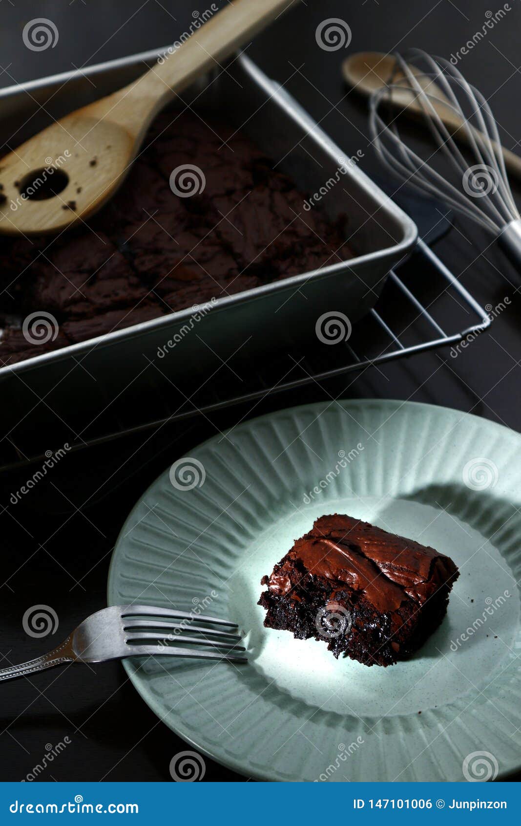 Chocolate Brownies on a Plate Stock Photo - Image of breakfast, diner ...