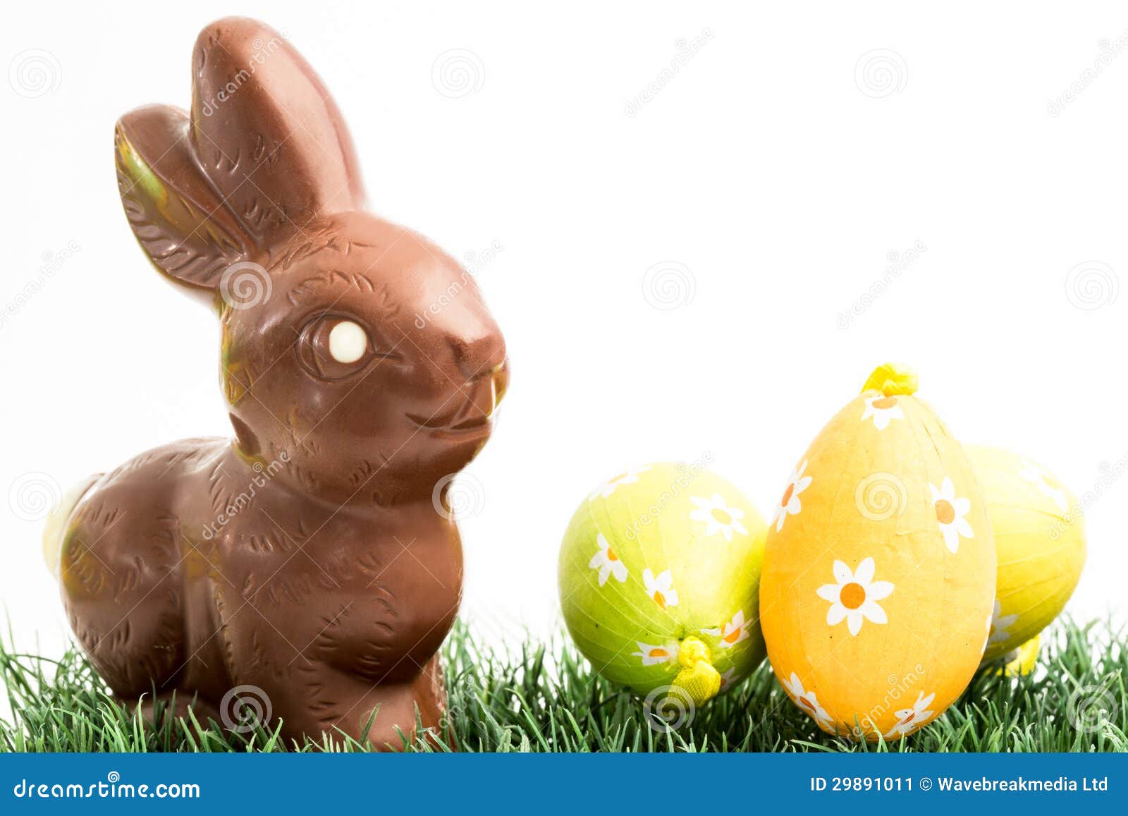 Chocolate Bunny Rabbit and Three Easter Eggs Stock Image - Image of ...