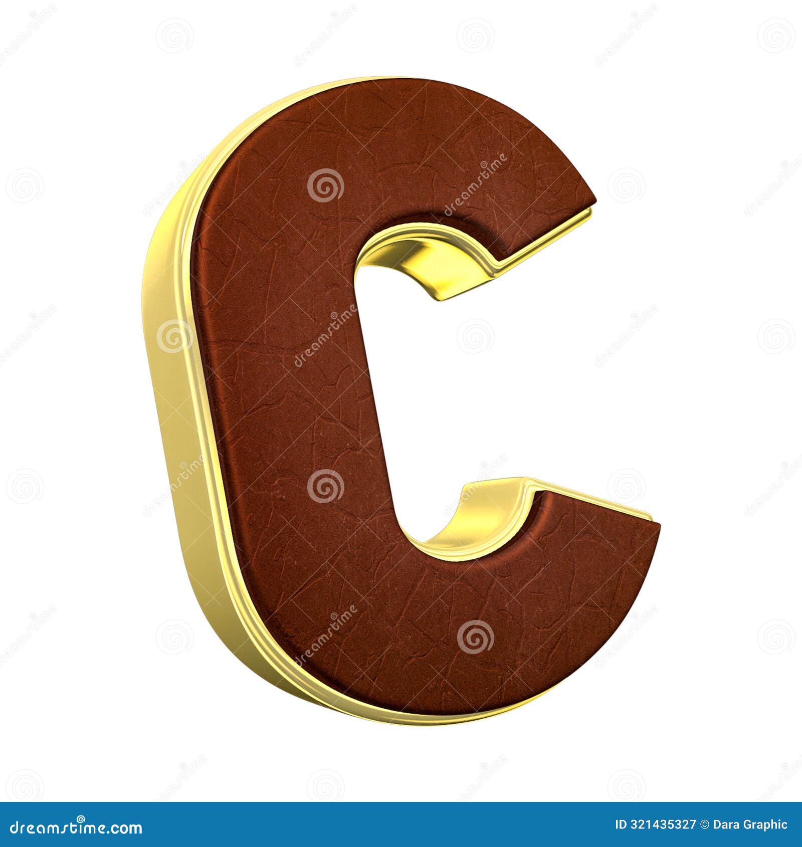 Chocolate C 3D Render with White Background Design Stock Illustration ...