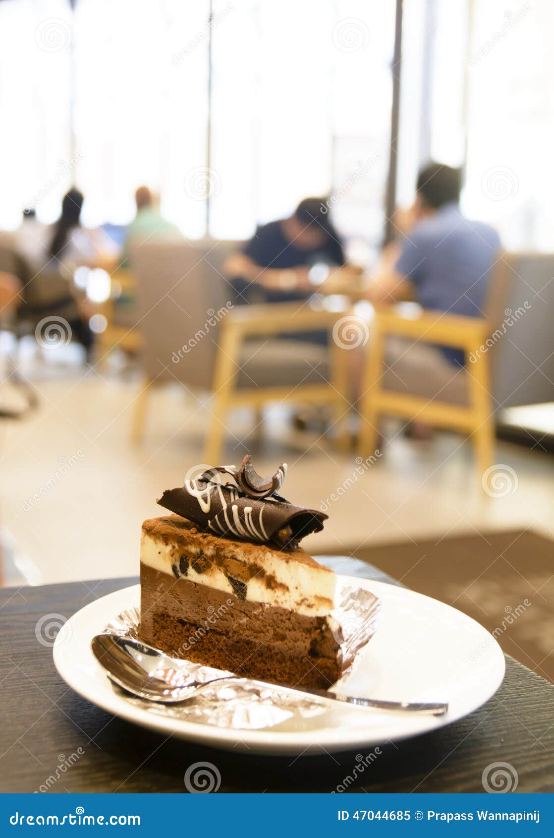 Chocolate cake in a cafe stock image. Image of slice - 47044685