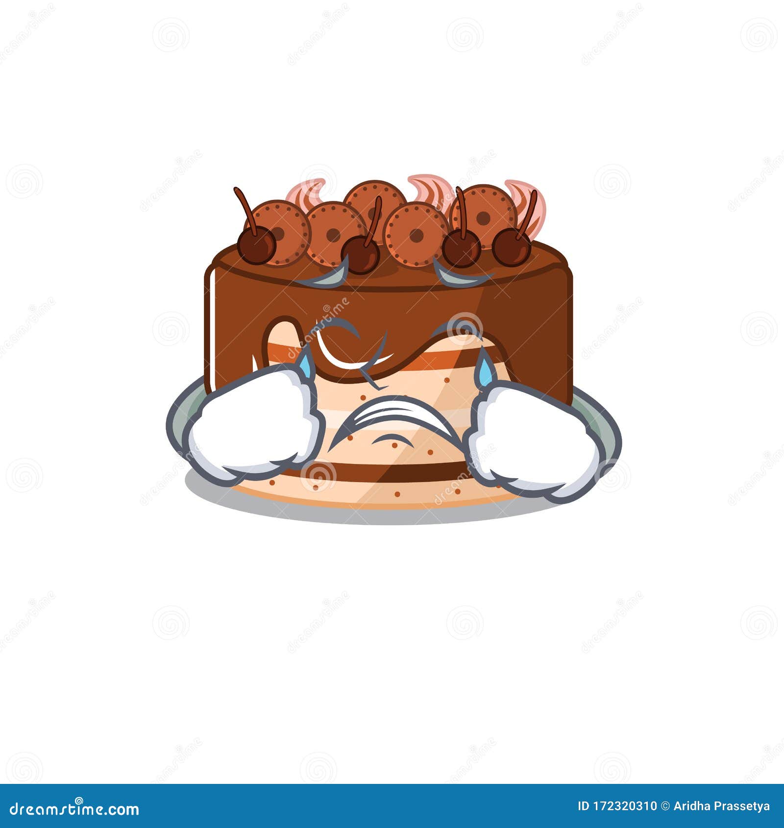 Chocolate Cake Cartoon Character Concept with a Sad Face Stock Vector ...