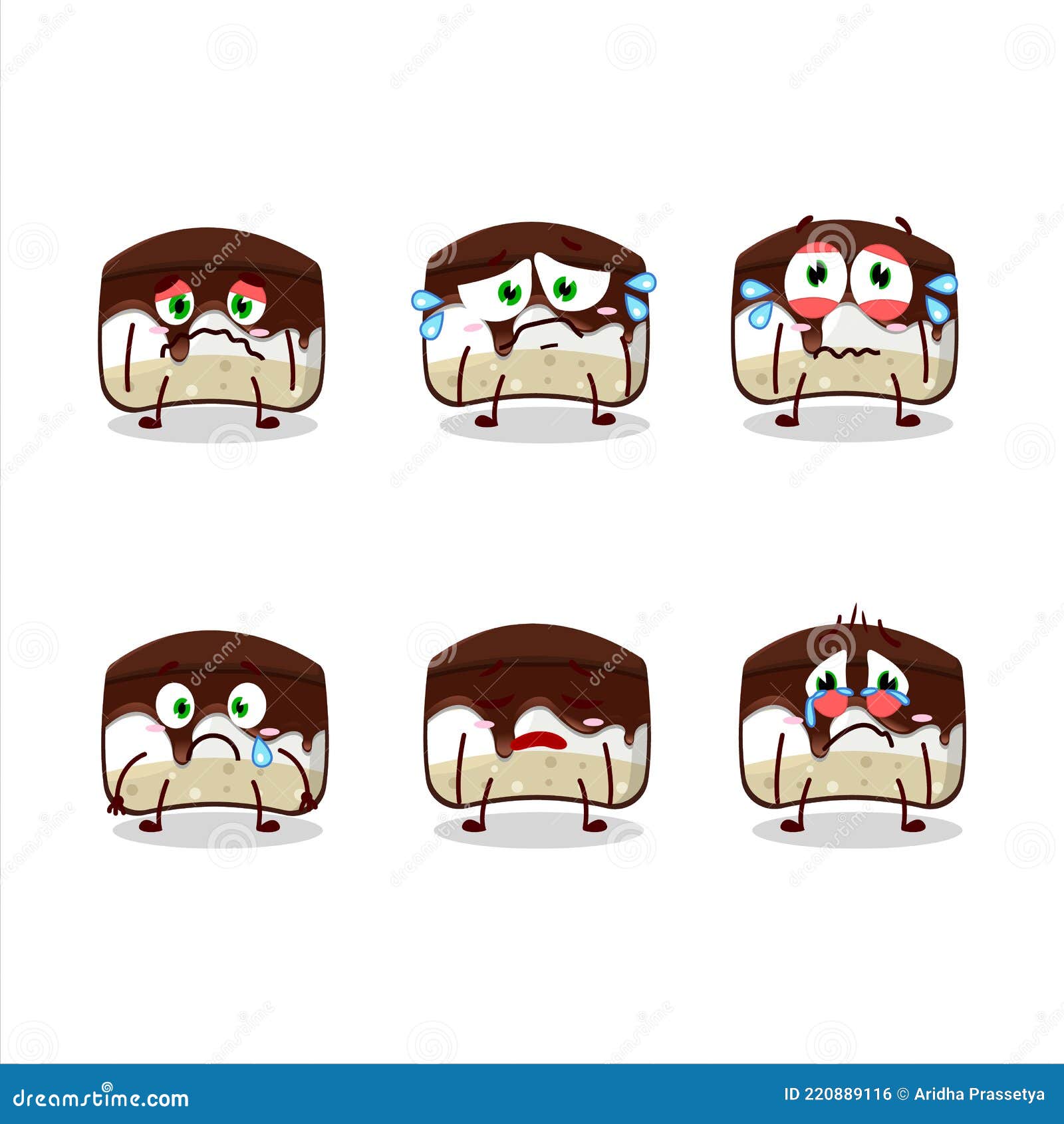 Chocolate Cake Cartoon Character with Sad Expression Stock Illustration ...