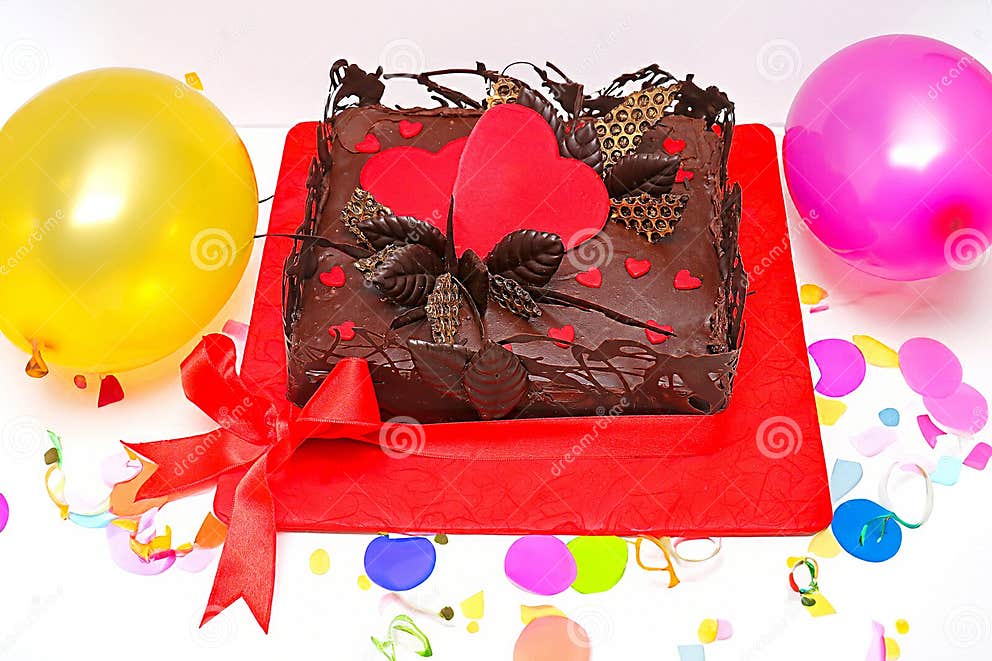 Chocolate Cake for Celebration Stock Image - Image of balloons, sweet ...