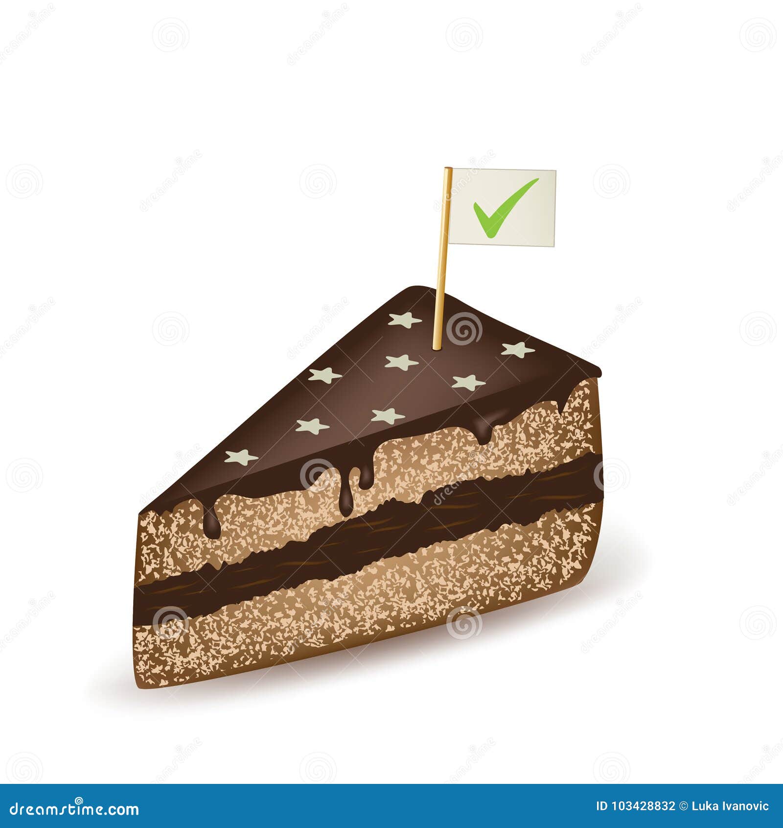 Chocolate Cake with Check Mark Flag Stock Illustration - Illustration ...