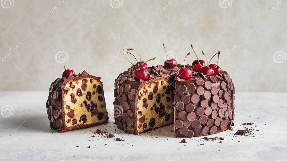 Chocolate Cake with Cherries on Top Stock Illustration - Illustration ...