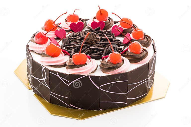 Chocolate Cake with Cherry on Top Stock Photo - Image of black, gourmet ...