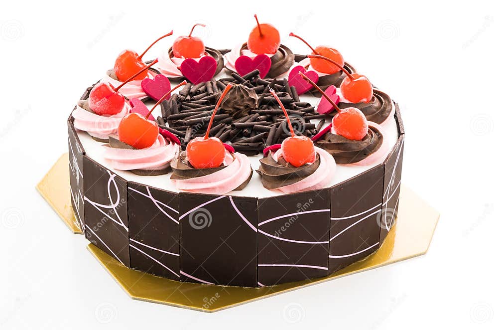 Chocolate Cake with Cherry on Top Stock Photo - Image of black, gourmet ...